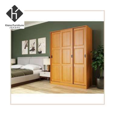 Jual Lemari Kayu Pakaian 3 Pintu Sliding Original Murah - Harga Diskon ...