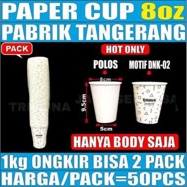 Jual Paper cup 8oz polos putih 1 pack 50pcs Gelas Kertas Kopi Murah Tipis Tahan Panas 240ml ...