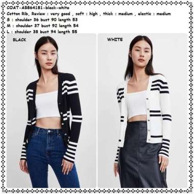 Jual AB963609 Knit Sweater Rajut Garis Hitam Putih Wanita Korea Import Di Seller Amelie Butik ...