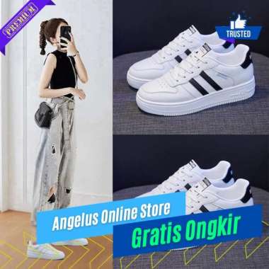 Jual Sepatu Sneakers Wanita Korea Hitam Polos Model Terbaru & Kekinian ...