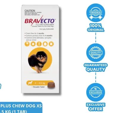 Jual Bravecto Plus Chew Dog S - Obat Kutu Anjing 4.5-10 Kg Tablet ...