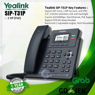 Jual Ip Phone Yealink Sip T31 P Original Murah - Harga Diskon September 2023 | Blibli