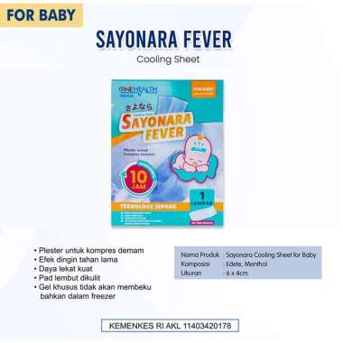 Jual Onehealth Sayonara Fever For Child Box Isi 10 Pcs - Plester ...