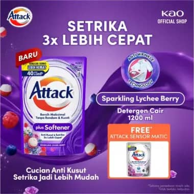 Promo Buy 2 Get 1 - Attack Plus Softener Deterjen Cair Liquid Sparkling ...