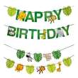 Jual 5m Cartoon Jungle Animals Leaves Happy Birthday Banner Festival ...