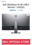 Promo Monitor LED Dell U4320Q 43 IPS 3840x2160 4K USB C HDMI DP Diskon ...
